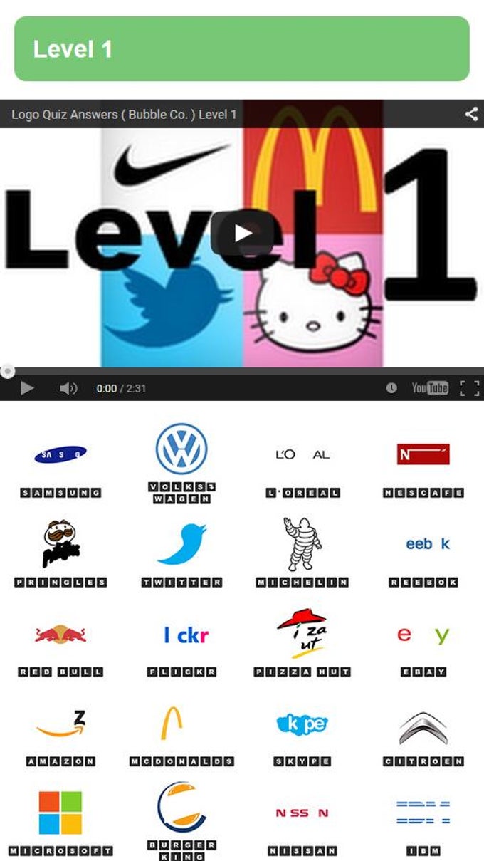 Logo Quiz Answers Level 1 Android App