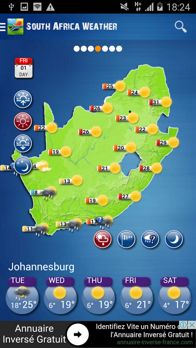 South Africa Weather Map