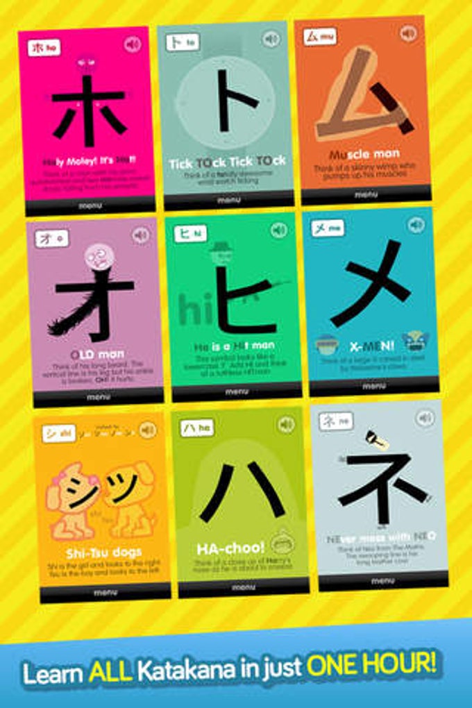 Katakana Mnemonics 🫠🫠🫠 Follow @jlptkanjimnemonics For More!