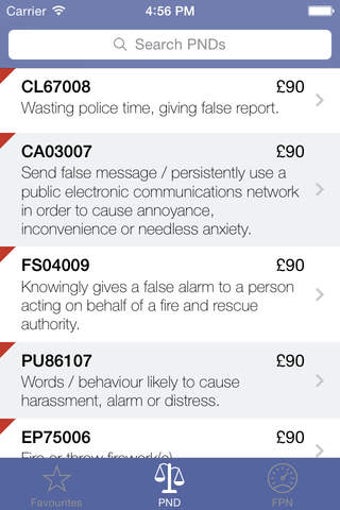 Penalties - FPN & PND PentiP Codes & Costs for UK Police para iOS ...